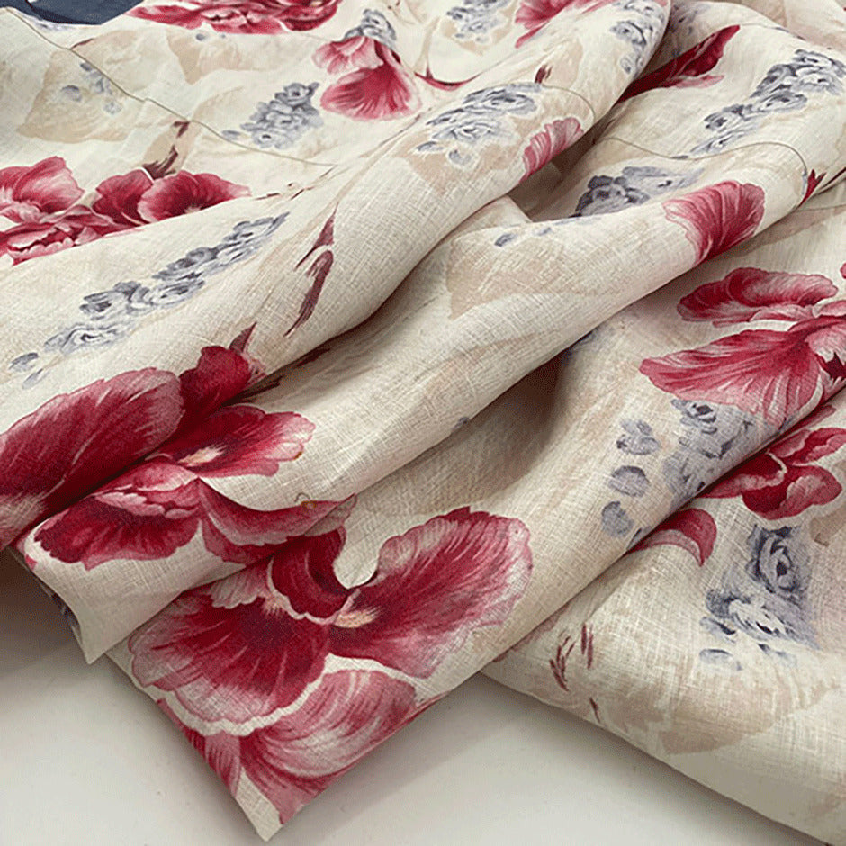 Soft printed linen with floral composition – EVA re-source